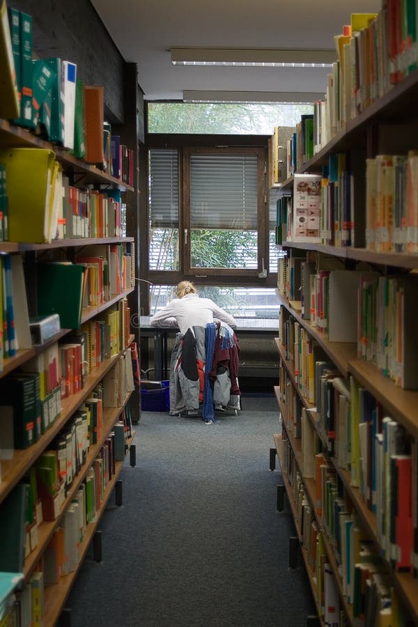 Student in Library stock image. Image of bookshelves, girl - 523837