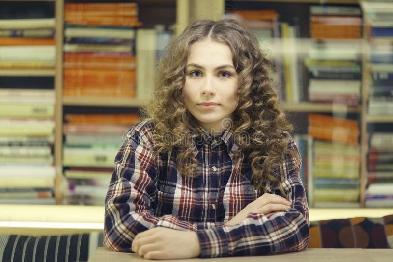 Portrait Student in Library Stock Photo - Image of people, american ...