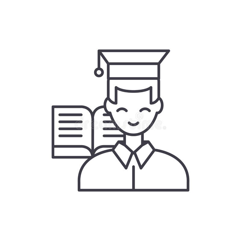 Student Line Icon Concept. Student Vector Linear Illustration, Symbol ...