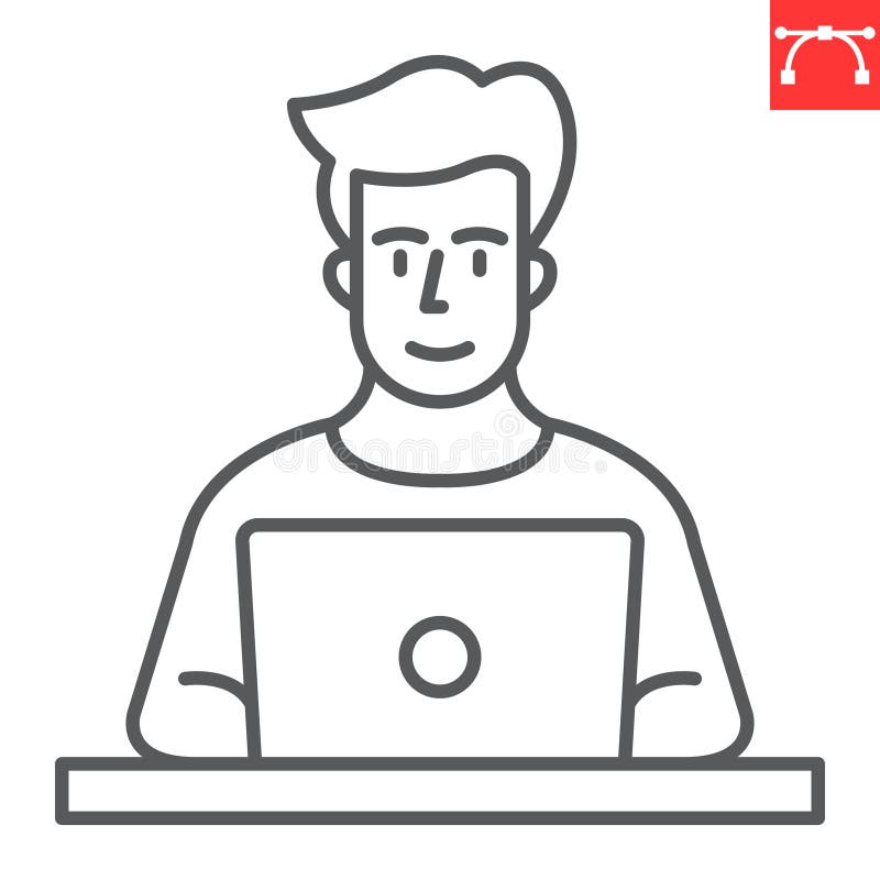 Student line icon stock vector. Illustration of laptop - 314763444