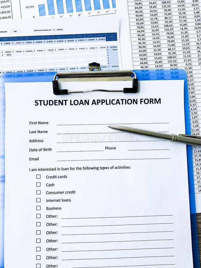 Student Application Loan Form Document on Table. Stock Image - Image of ...