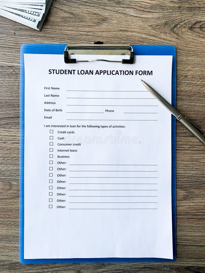 Student Loan Application Form Document on Table Stock Photo - Image of ...