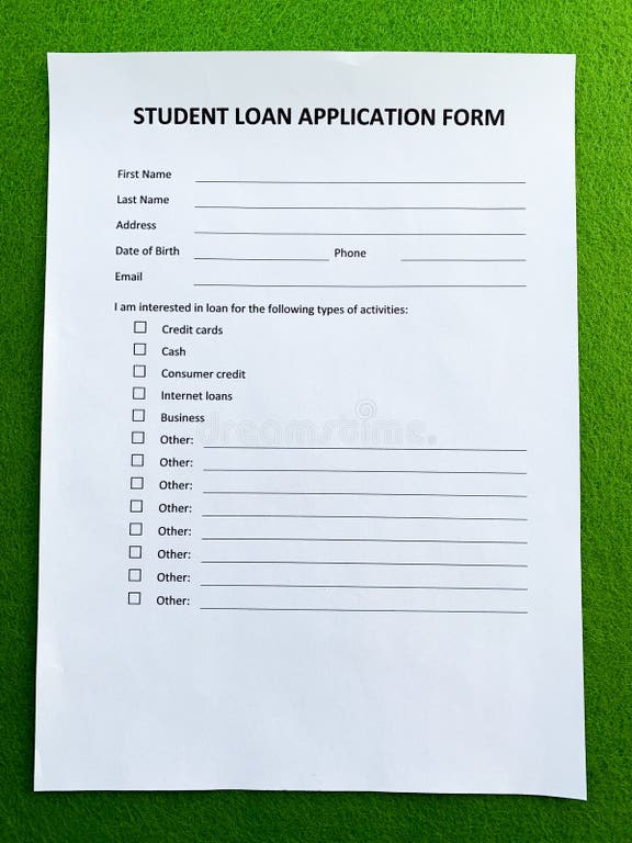 Student Loan Application Form Document on Table Stock Photo - Image of credit, desk: 158651702