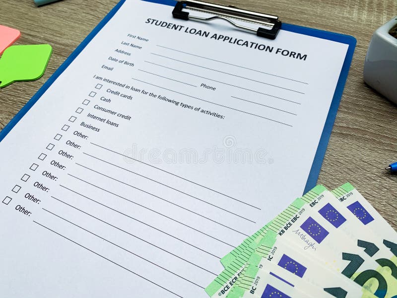 Student Loan Application Form Document on Table Stock Photo - Image of ...
