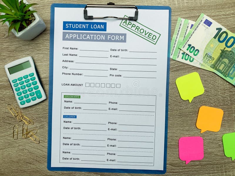 Student Loan Application Form Document on Table Stock Image - Image of ...