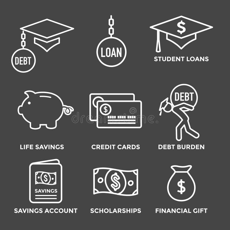 Student Loan Debt Forgiveness Icon Set W Debt Burden Images Stock ...