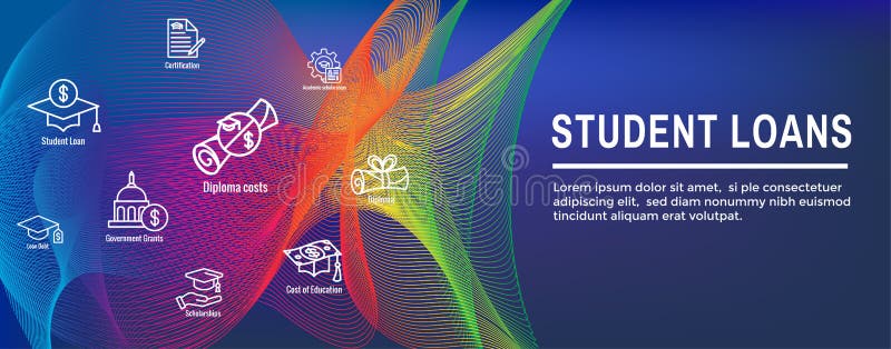 Student Loans Icon Set with Web Header Banner Stock Vector ...