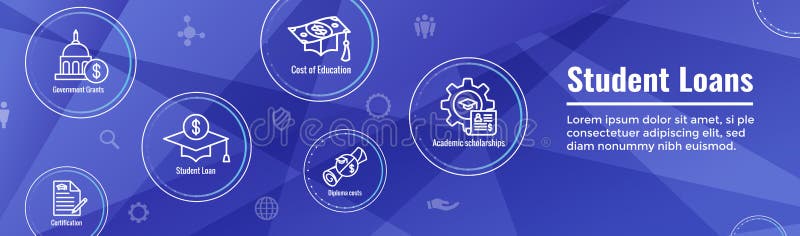 Student Loans Icon Set with Web Header Banner Stock Vector ...