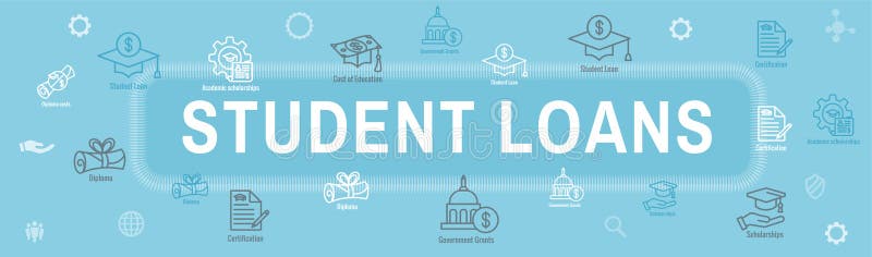 Student Loans Icon Set with Web Header Banner Stock Vector ...