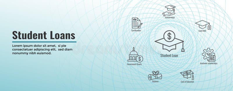 Student Loans Icon Set with Web Header Banner Stock Vector ...