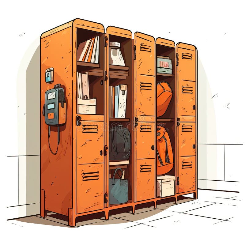 Student Locker, Back To School Cartoon Style High Quality Ai Image ...
