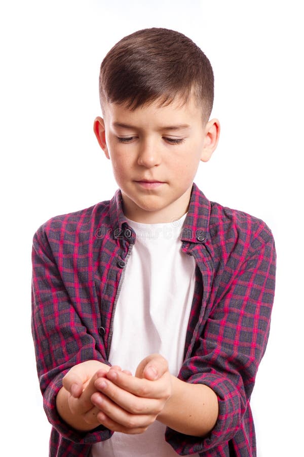 The Student Looks at His Hands Stock Photo - Image of background ...