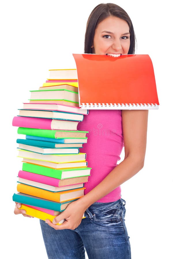 Student with Lot of Book in Hands Stock Photo - Image of learning ...