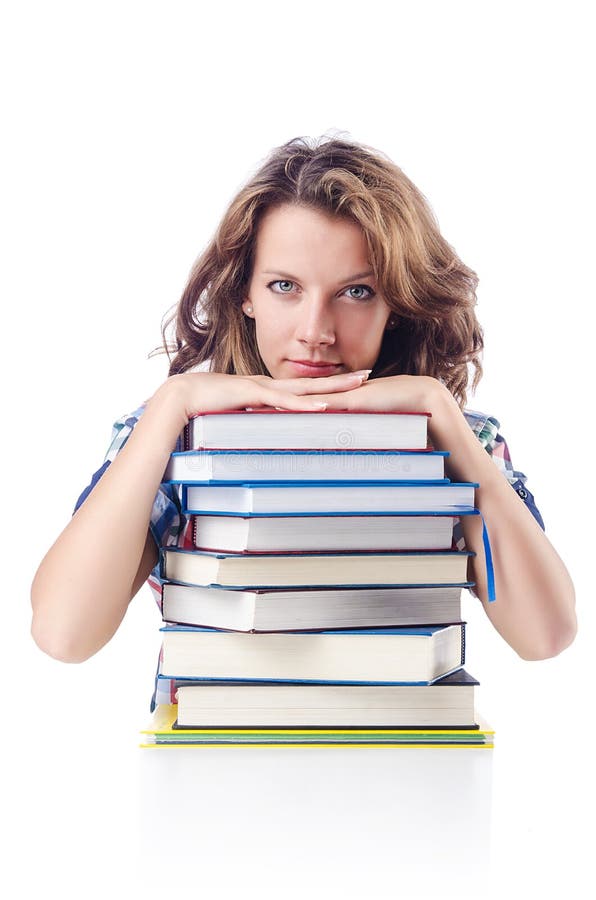 Student with lots of books stock image. Image of isolated - 27047427