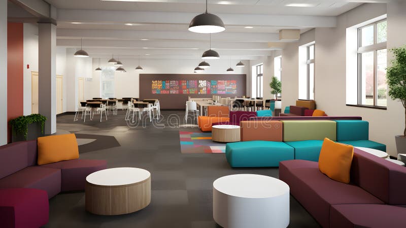 A Student Lounge with Couches and Tables but No One Sitti Created with ...