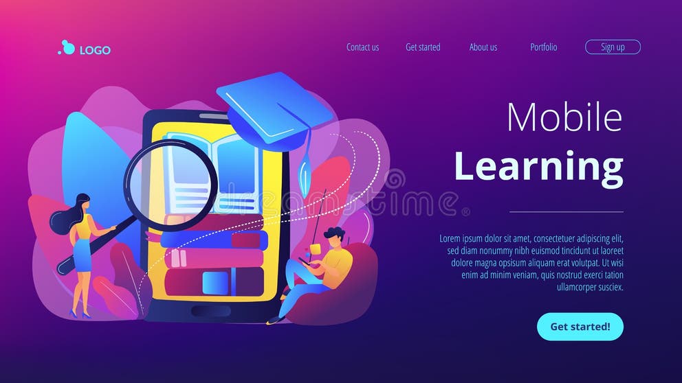 Mobile Learning Concept Landing Page. Stock Vector - Illustration of ...