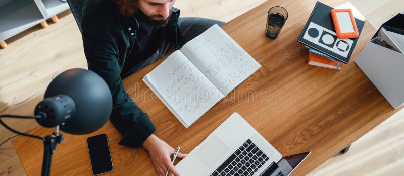 Student Make Home Work while Going Online Education Using Laptop ...