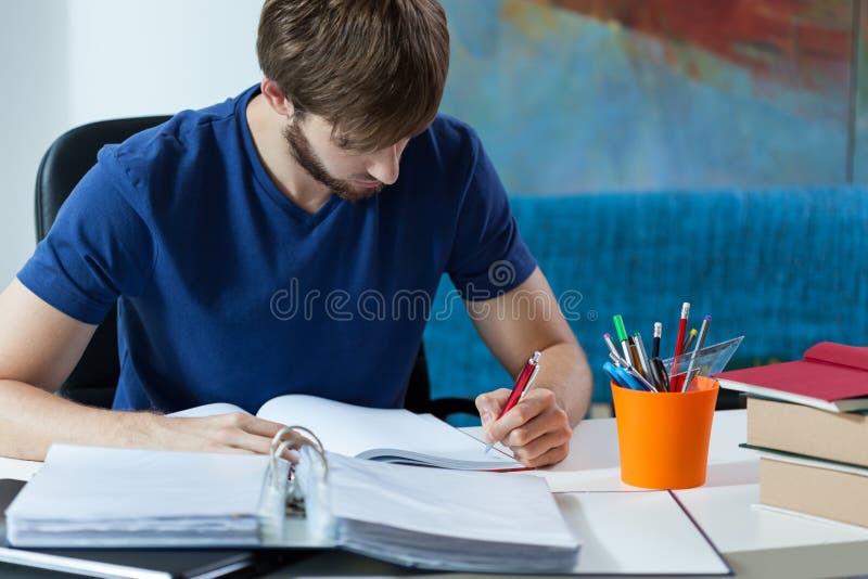 A student making notes stock image. Image of concentrated - 40957313