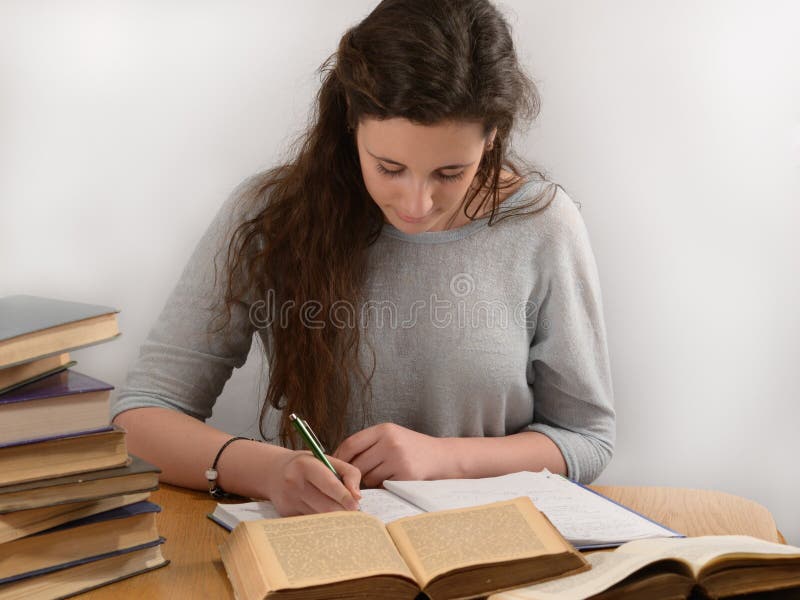 Student is making notes stock image. Image of desk, human - 50224363