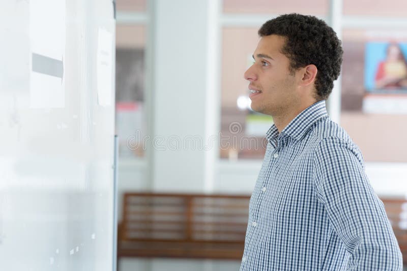 Student Man Checking Exams Results Stock Photo - Image of board ...