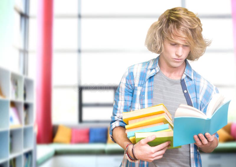 Student Man in Education Library Stock Photo - Image of adult, indoors ...