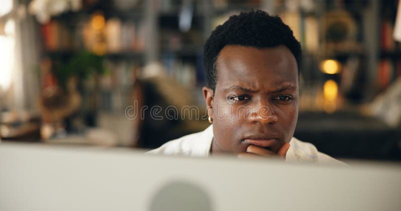 Student, Man and Thinking by Computer in Home for Research Solution ...