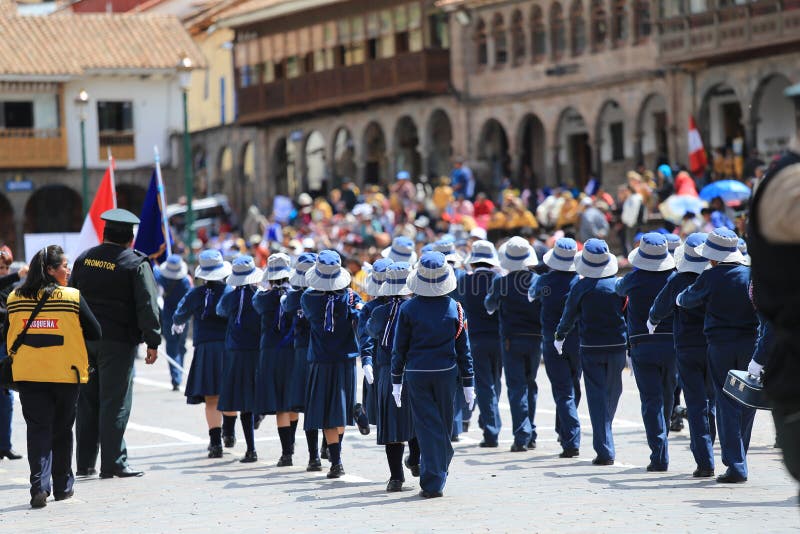 Student Marching on Parade in Cusco, Peru Editorial Photography - Image ...