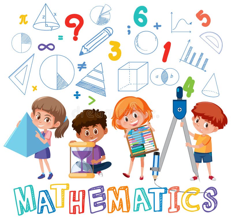 Student with Math Symbol and Icon Stock Vector - Illustration of girl ...