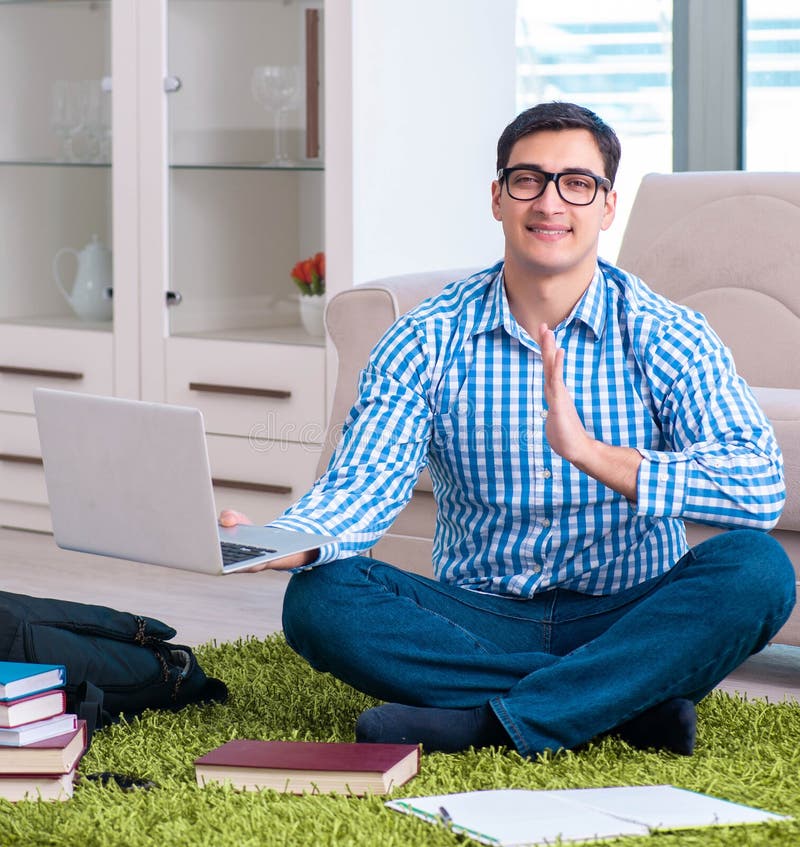 Student Meditating and Preparing for University Exams Stock Photo ...