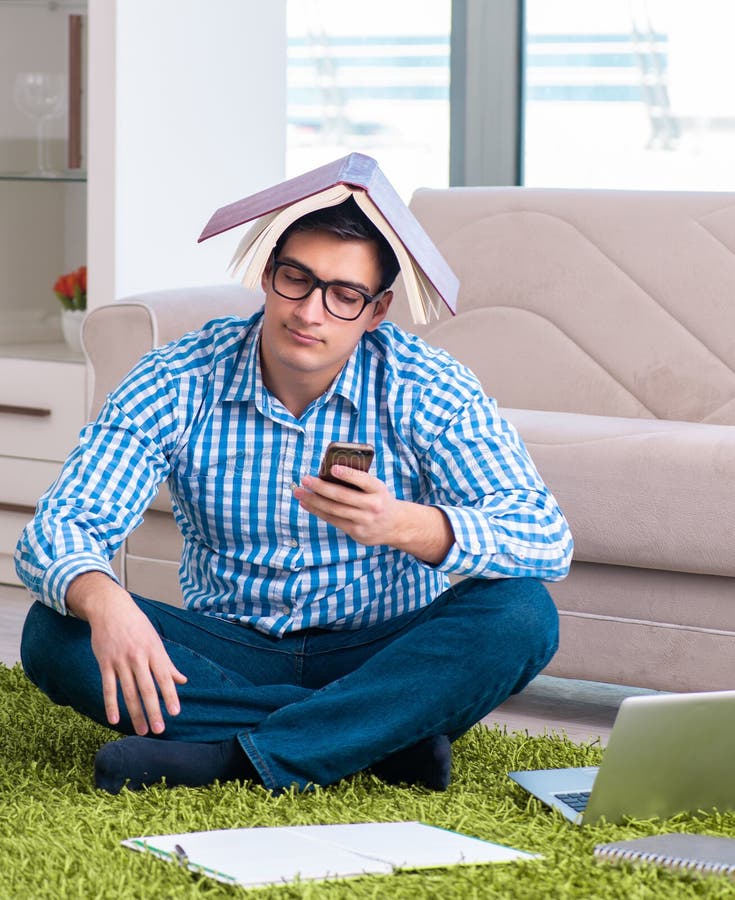 Student Meditating and Preparing for University Exams Stock Image ...