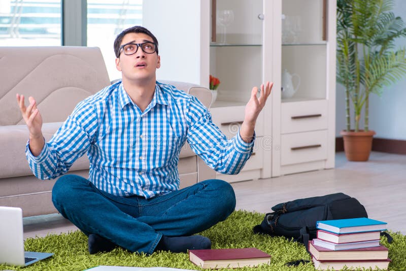 The Student Meditating and Preparing for University Exams Stock Image ...