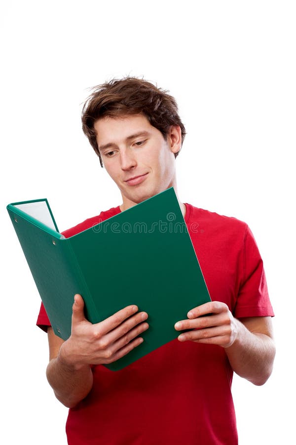 Student Met Een Groen Dossierdossier Stock Afbeelding - Image of jong ...