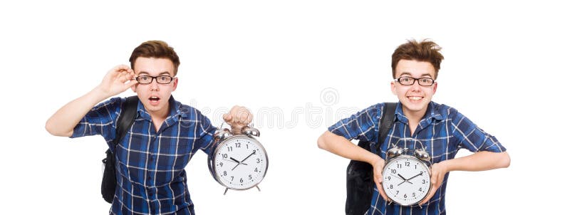 Student Missing His Studying Deadlines on White Stock Image - Image of ...