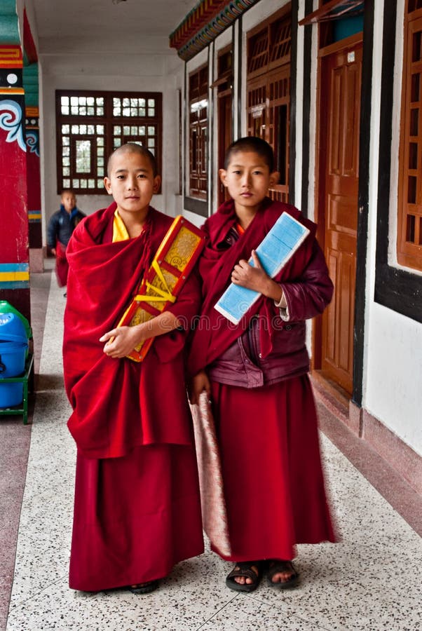 Children Buddhist Monks and Their Reflection in the River. Children ...