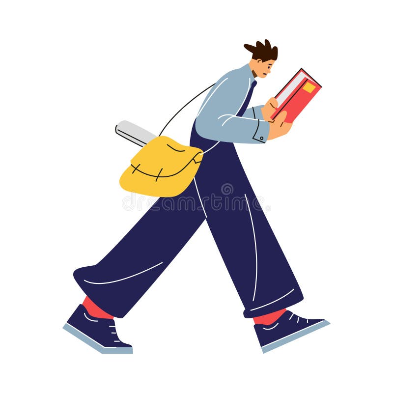 Student Multitasking Walking Vector Stock Vector - Illustration of ...