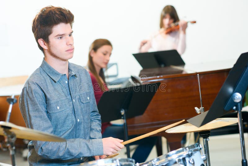 Student in music class stock image. Image of music, frontview - 253358077