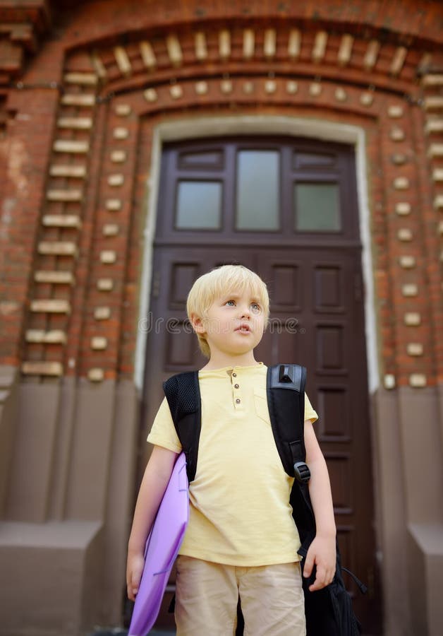 Student Near the Gate of the School Building Stock Image - Image of ...