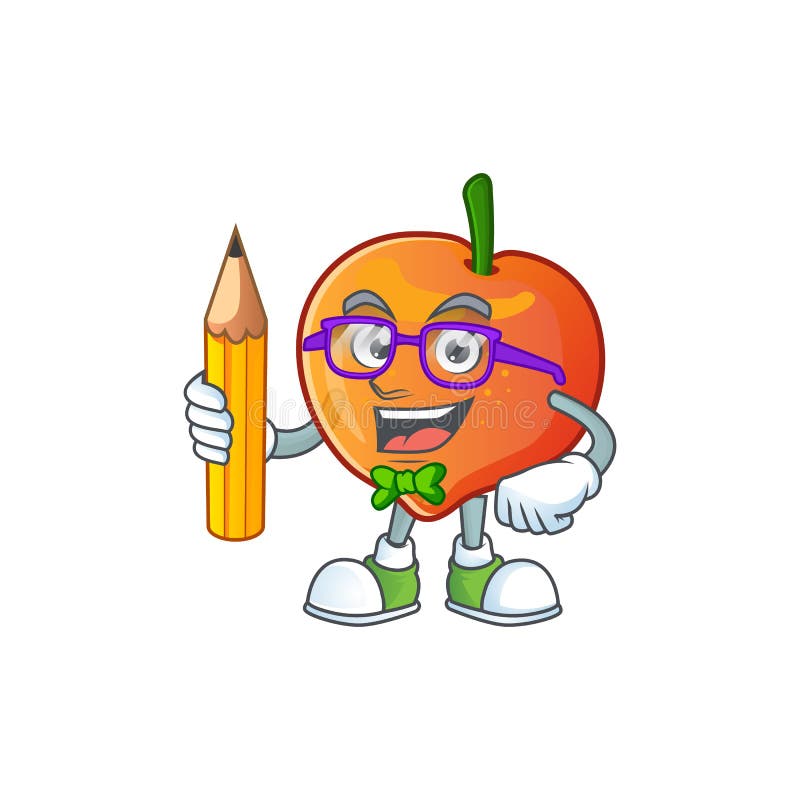 Student Nectarine Character Mascot Funny Shape Cartoon. Stock Vector ...