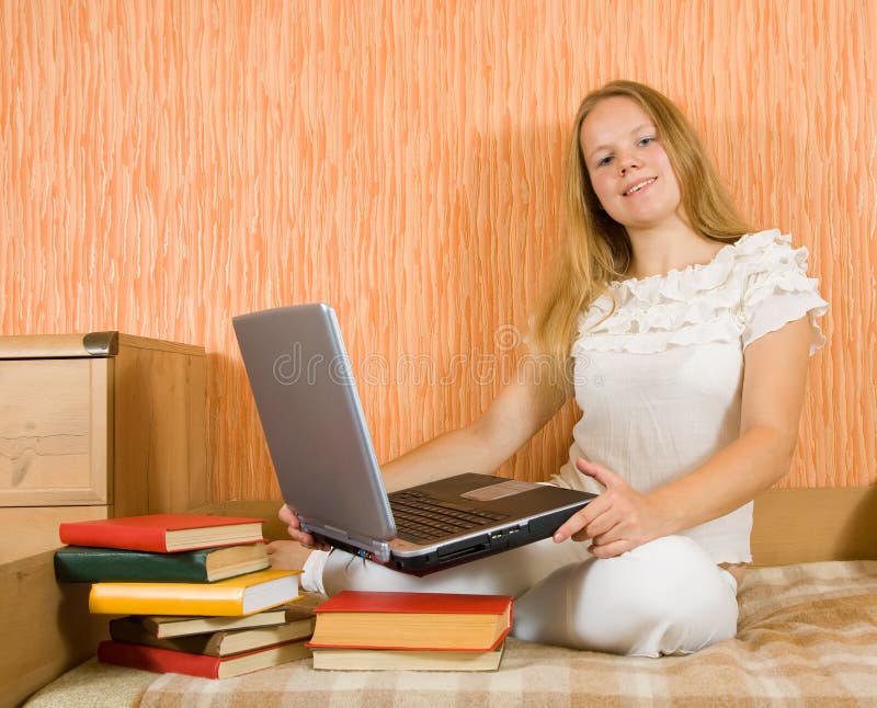 Student with Notebook and Books Stock Image - Image of casual, notebook ...