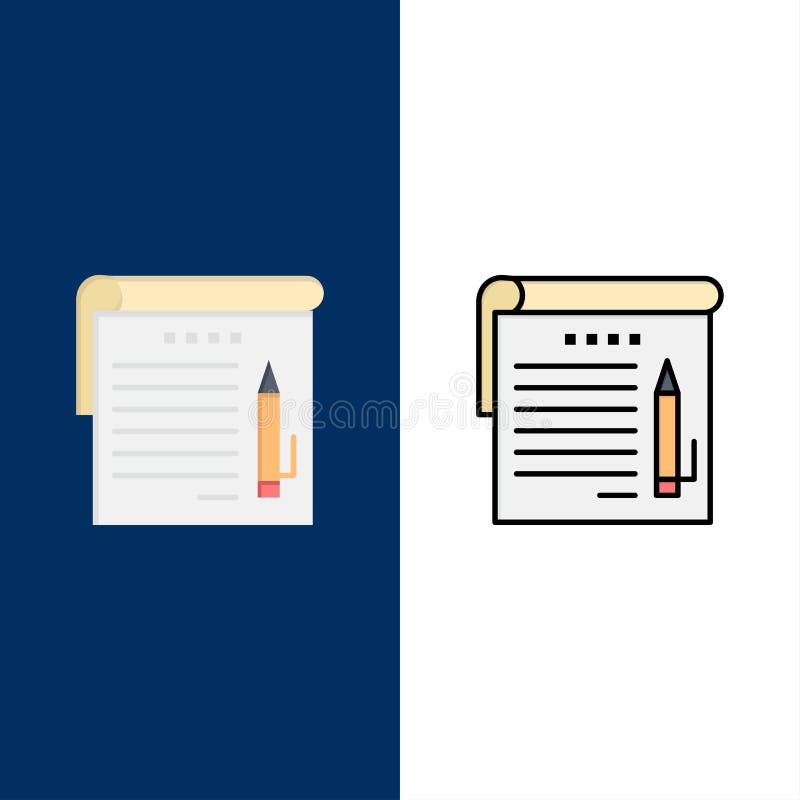 Student, Notes, Note, Education Icons. Flat and Line Filled Icon Set ...