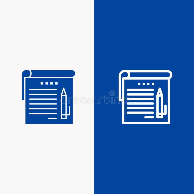 Student, Notes, Note, Education Line and Glyph Solid Icon Blue Banner ...