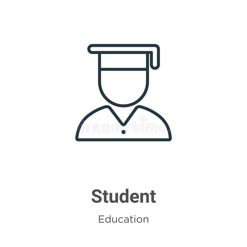 Student Outline Vector Icon. Thin Line Black Student Icon, Flat Vector ...