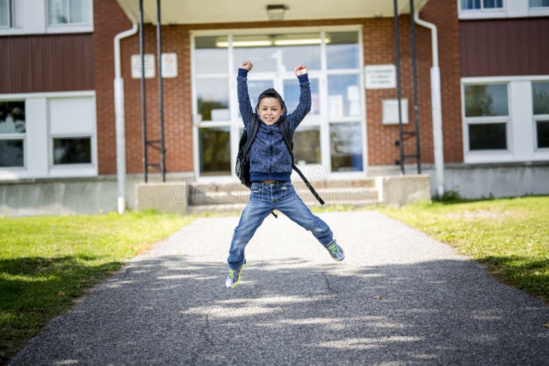 Student Outside School Standing Smiling Stock Photo - Image of portrait ...