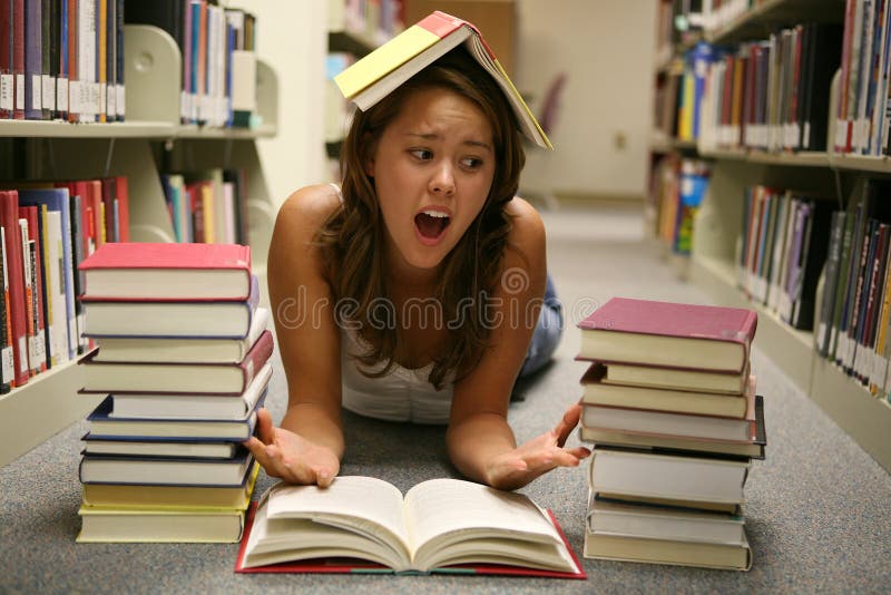 Student Overwhelmed stock image. Image of journal, aisle - 1318215