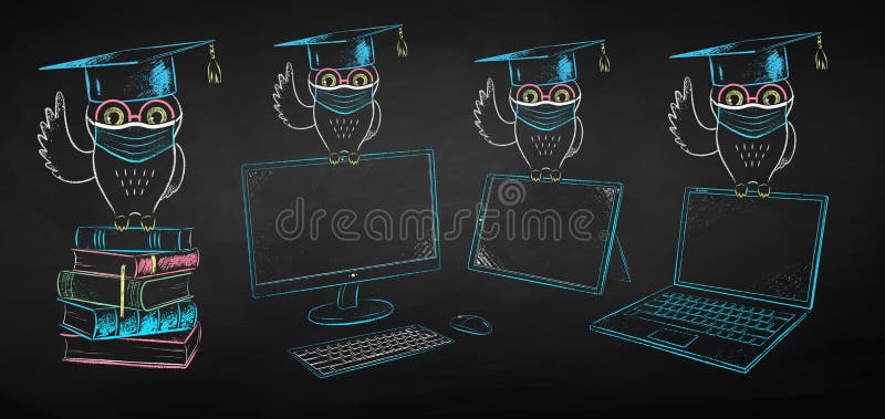 Student owl wearing face stock vector. Illustration of science - 199667955