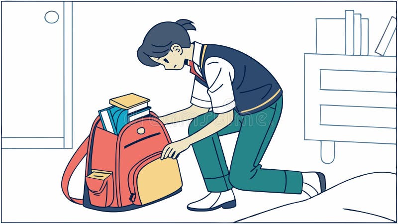 Student Packing Backpack Illustration, Back To School Theme Vector ...