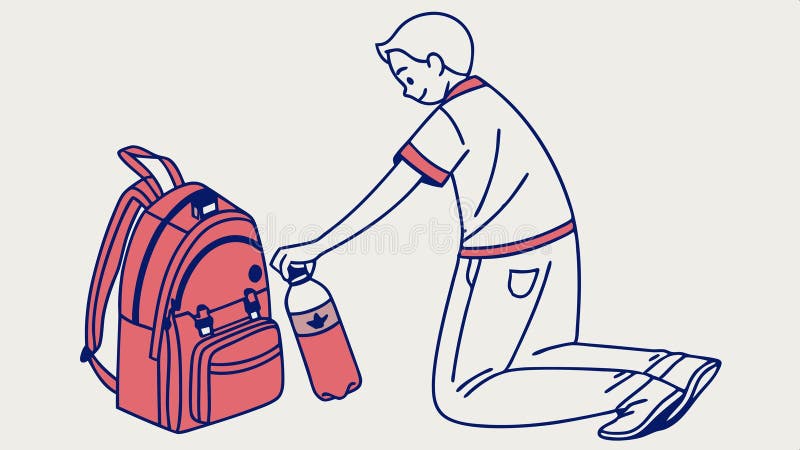 Student Packing Backpack Illustration for School Preparation Vector ...
