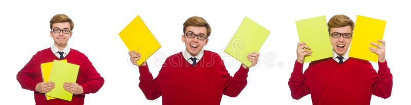 The Student with Paper Isolated on White Stock Photo - Image of ...