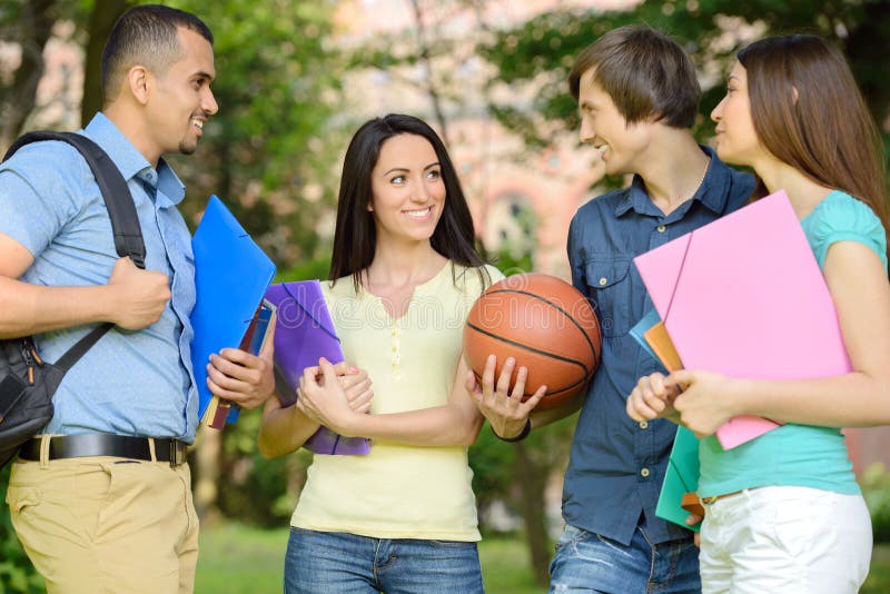 Student in Park stock image. Image of teamwork, pretty - 42002837