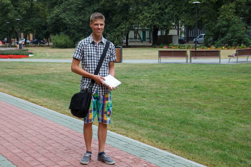Student in a park stock image. Image of summer, student - 55154409